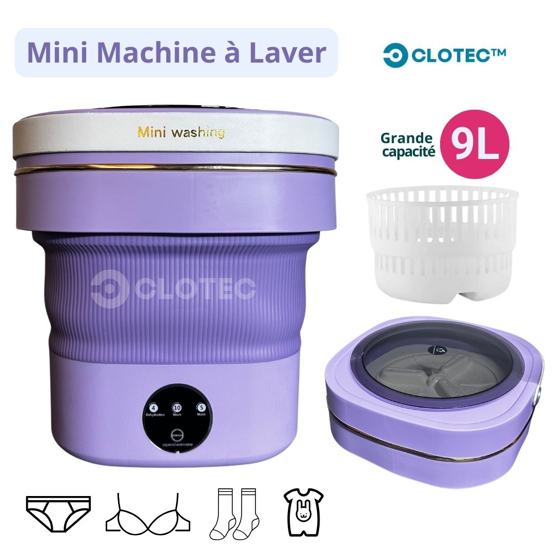 Machine à Laver Pliable Portable 9L (Violet) - Clotec – Gula Market®